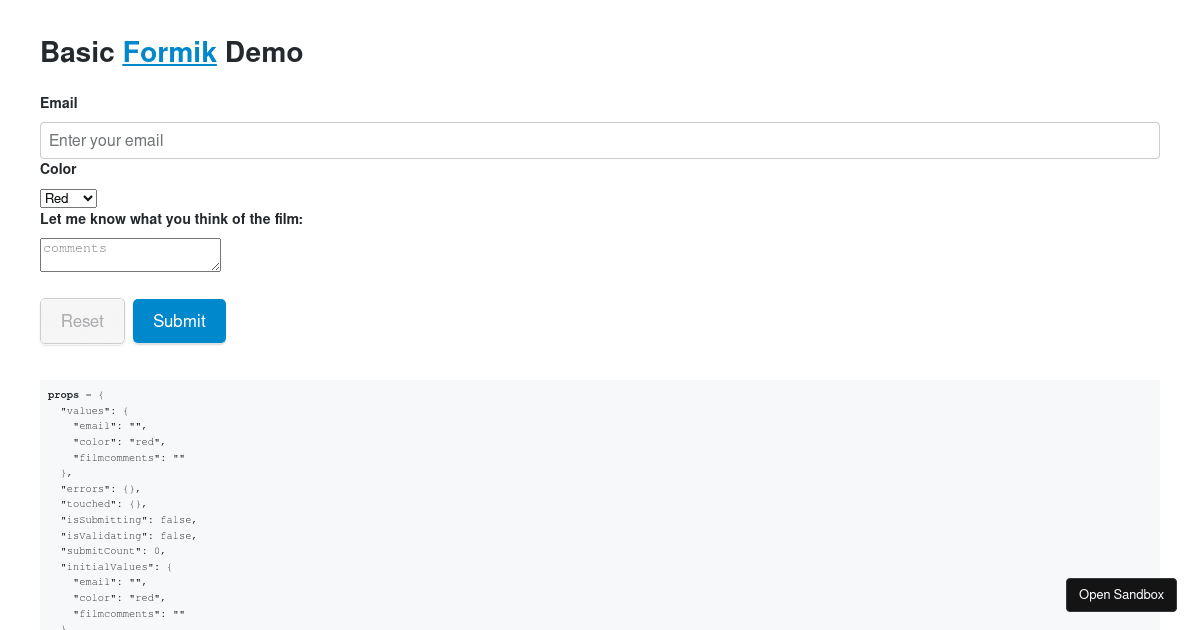Formik Example - Codesandbox