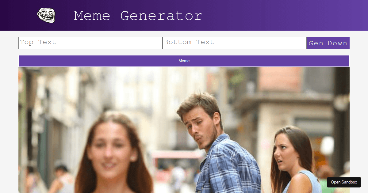 ashutosh1401/Meme-Generator - Codesandbox