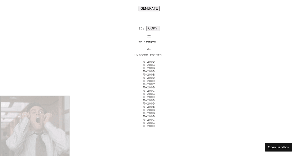 zero space uuid - Codesandbox