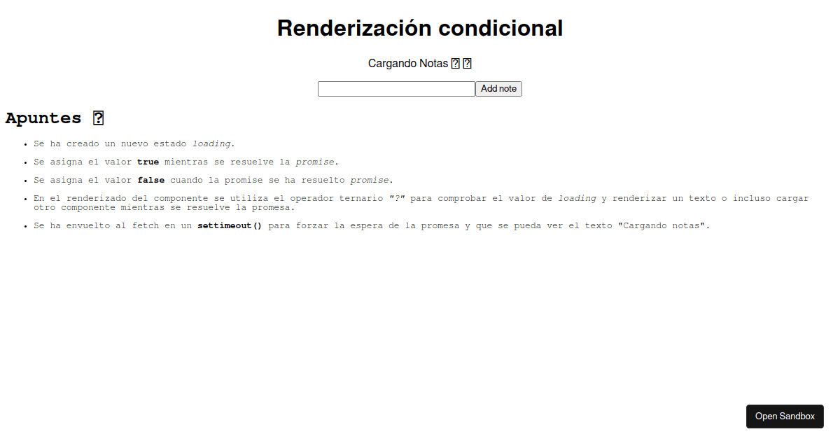 3 Renderización condicional - Codesandbox