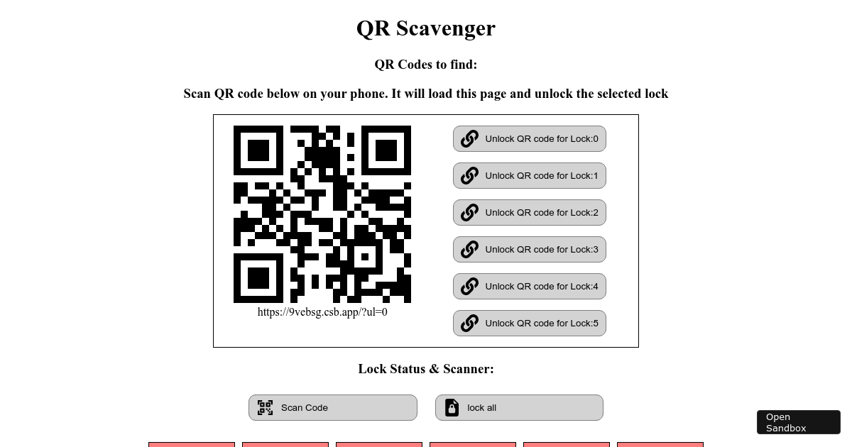 React: QR Scavenger Hunt - Codesandbox