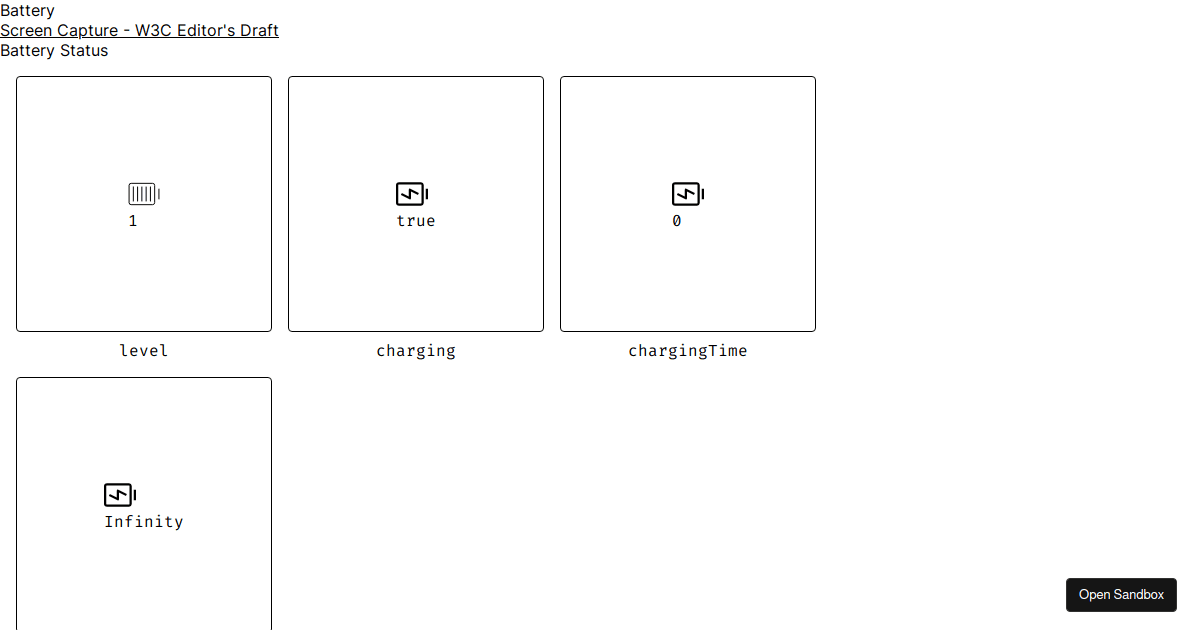 Battery Status API - Codesandbox