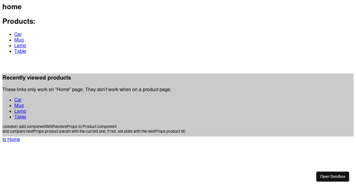 React router link problem - Codesandbox