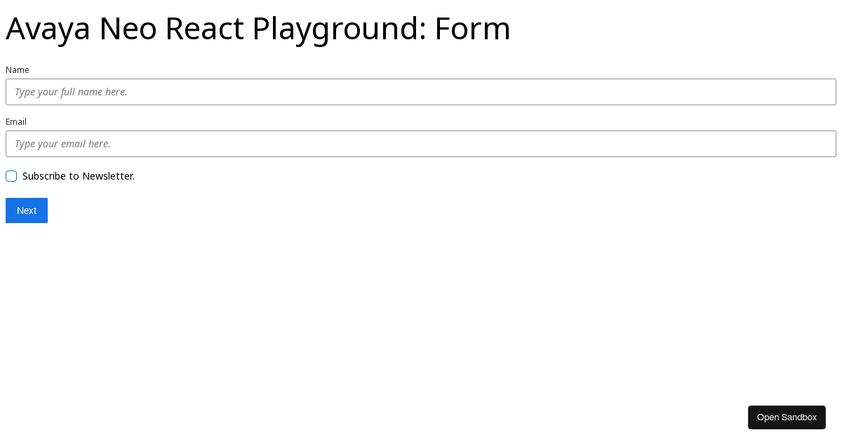 Neo React Form Codesandbox