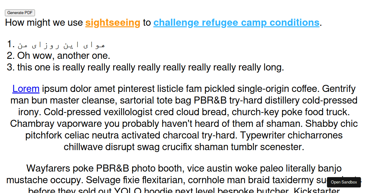 HTML to PDF Example (forked) - Codesandbox
