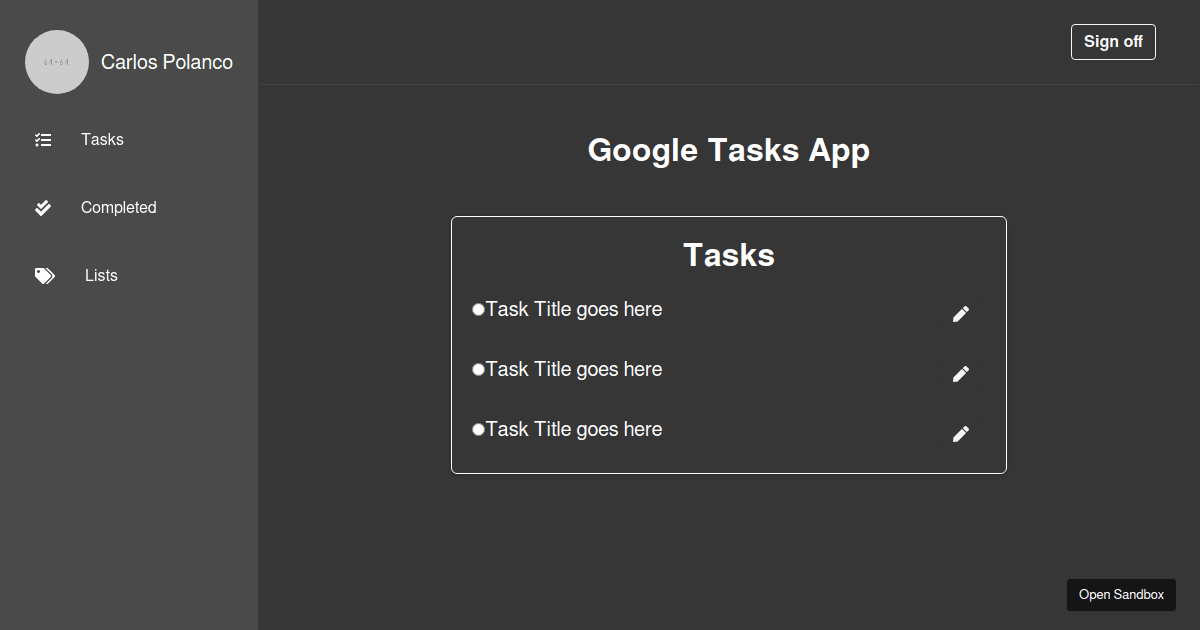 google-tasks - Codesandbox