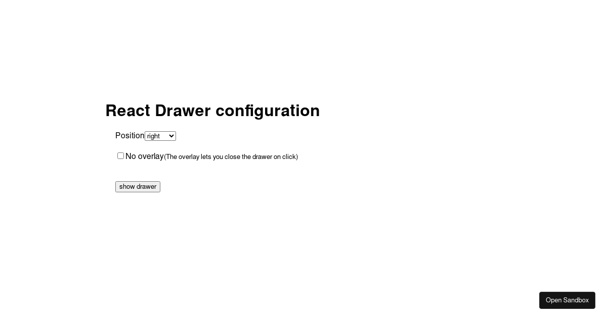 React Drawer Forked Codesandbox