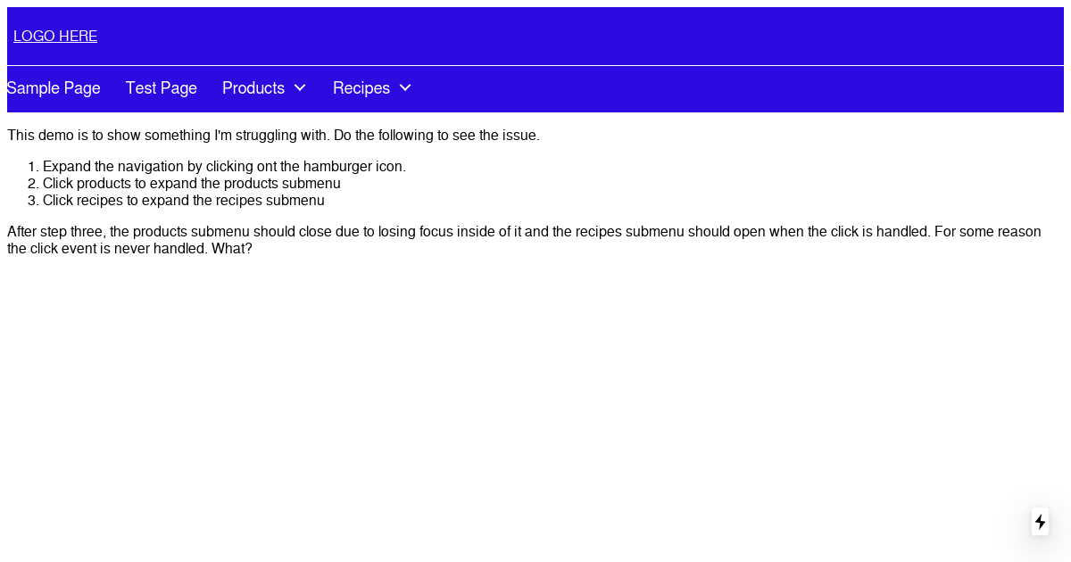 Navigation Issue Codesandbox 
