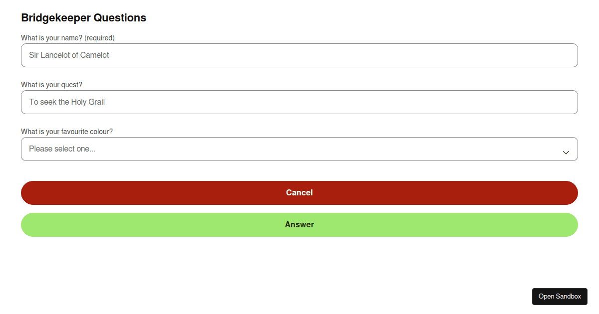Example Dynamic Flow (OLD) - Codesandbox