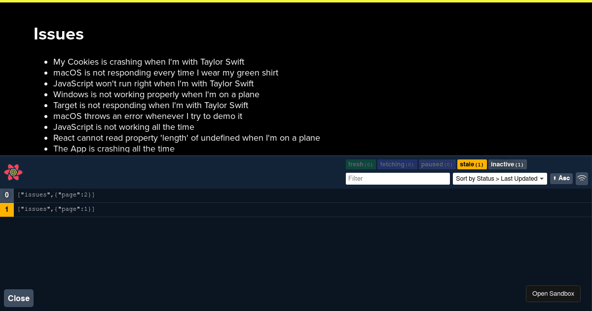 (Practice) Infinite Queries (forked) - Codesandbox