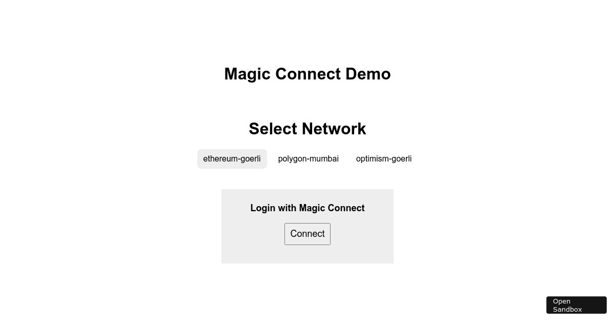 Magic Connect Demo - Codesandbox