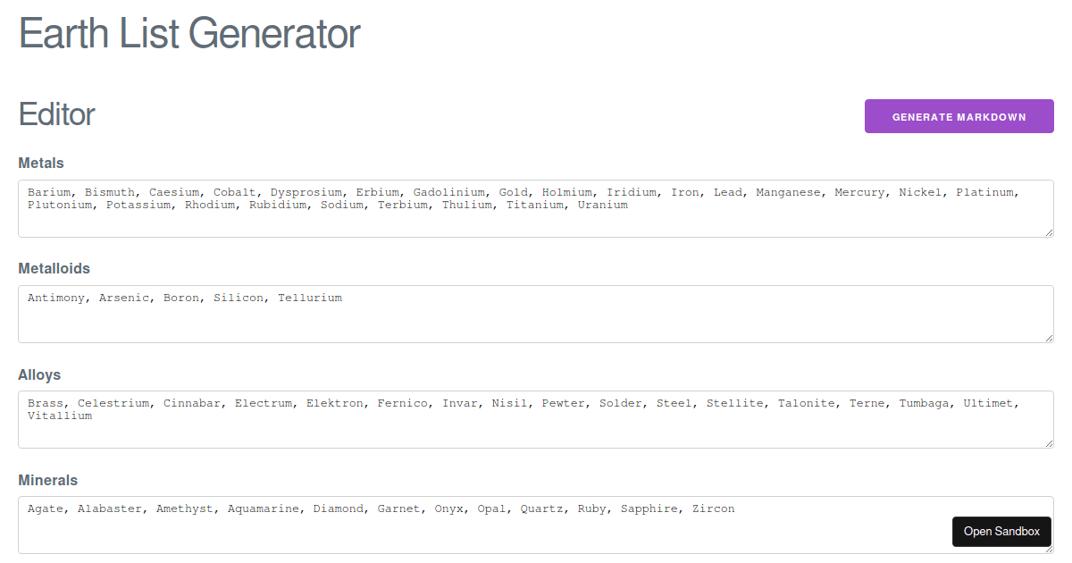 earth-list-generator - Codesandbox