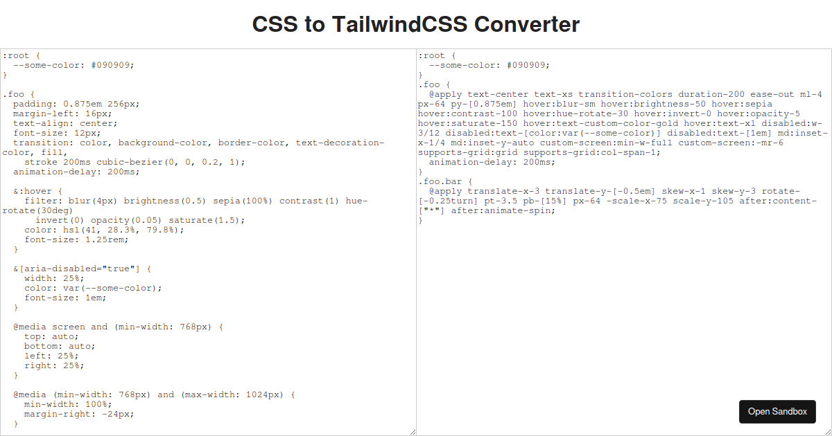 css-to-tailwindcss-demo (forked) - Codesandbox