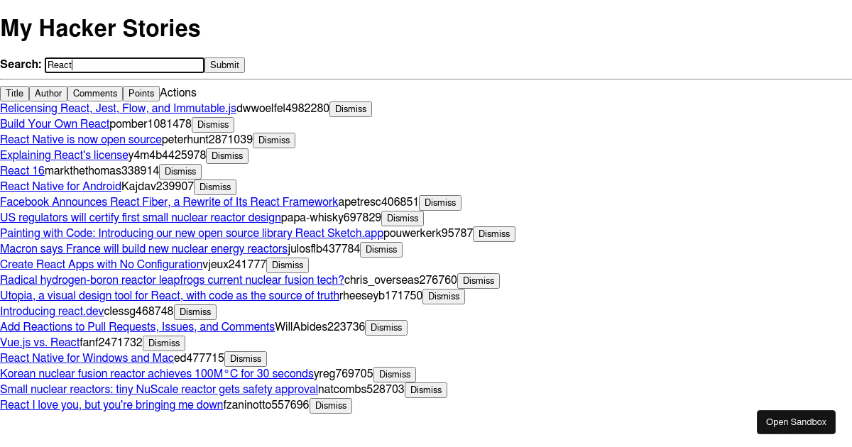 hacker-stories - Codesandbox