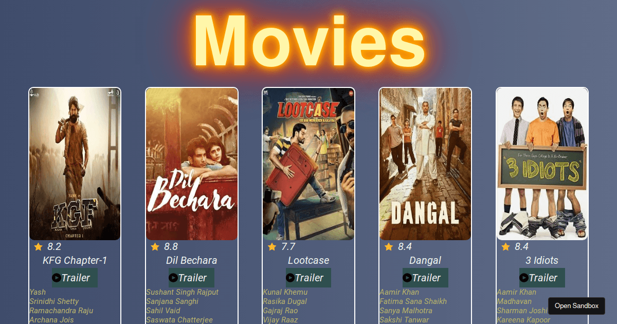 IMDB application(29/7) - Codesandbox