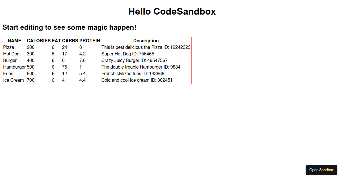 React Table Hackerrank Coding Exercise Codesandbox 