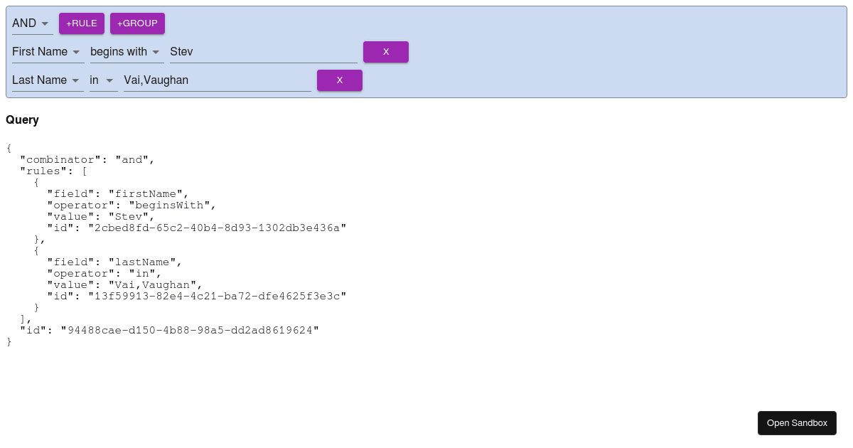 react-querybuilder-material-example - Codesandbox