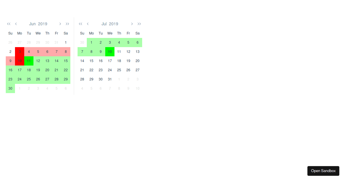 Support two ranges in one date picker - Codesandbox