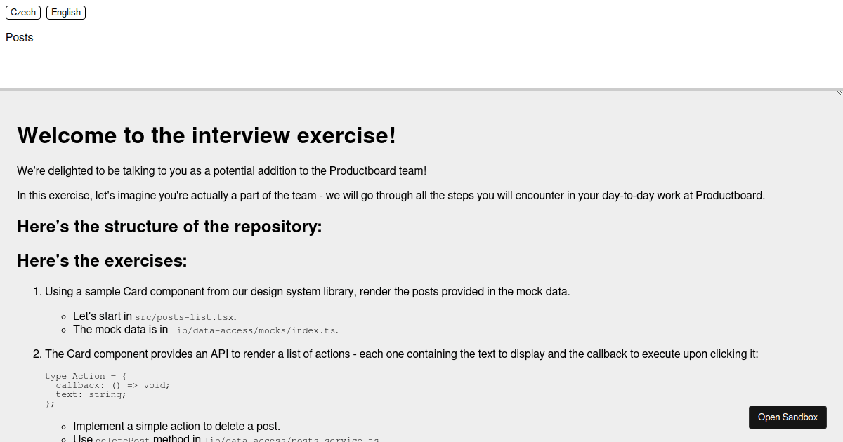 Pair Programming Exercise Codesandbox