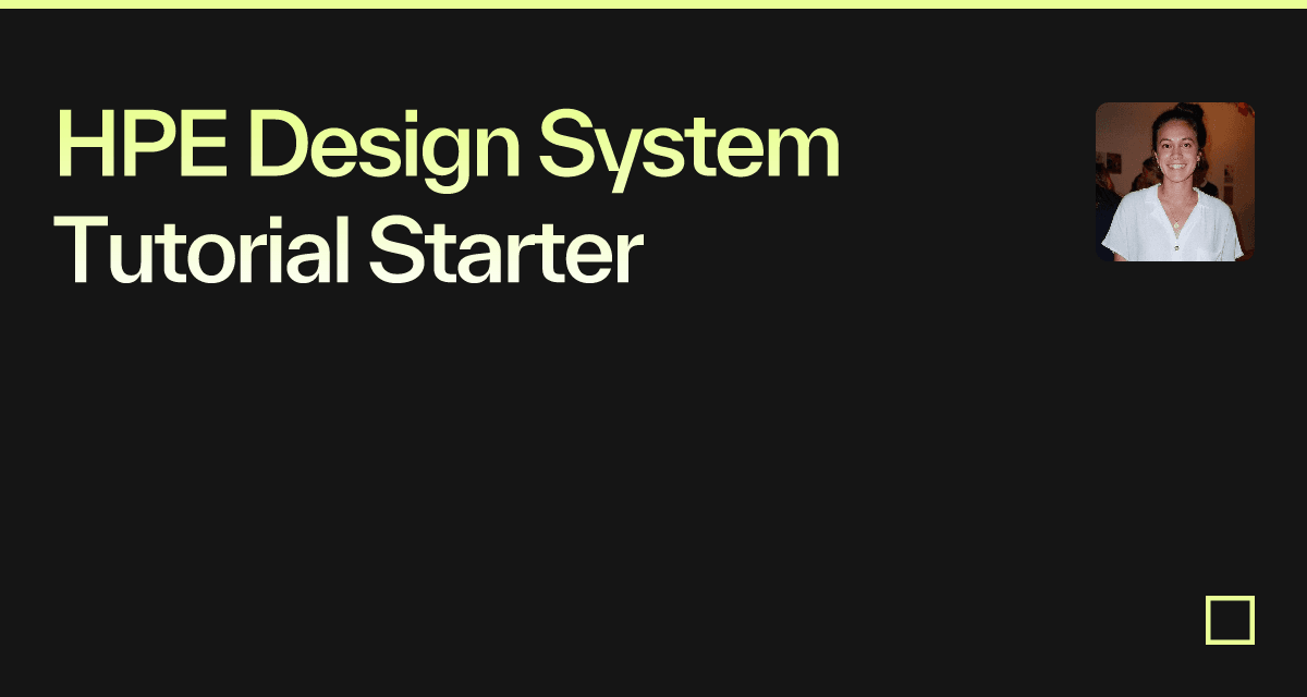 HPE Design System Tutorial Starter - Codesandbox