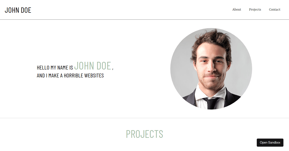 Template-portfolio - Codesandbox