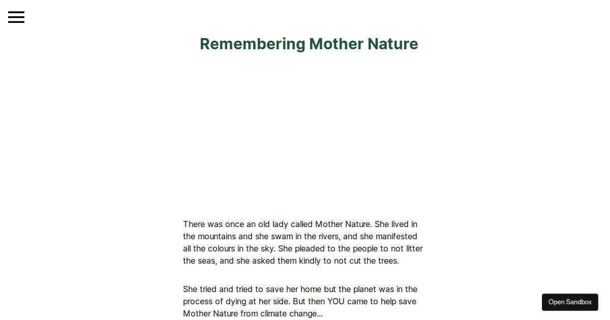 Remembering Mother Nature - Codesandbox