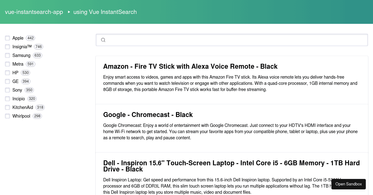 Vue Instantsearch With Vue 3 Codesandbox