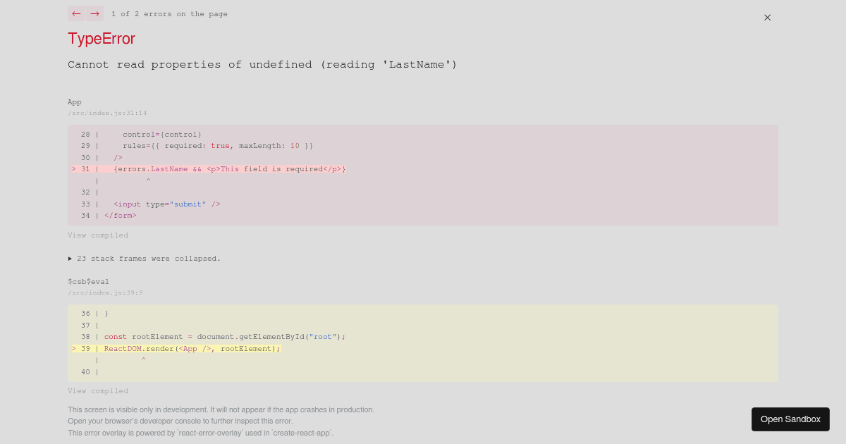 React Hook Form Controller Template Forked Codesandbox