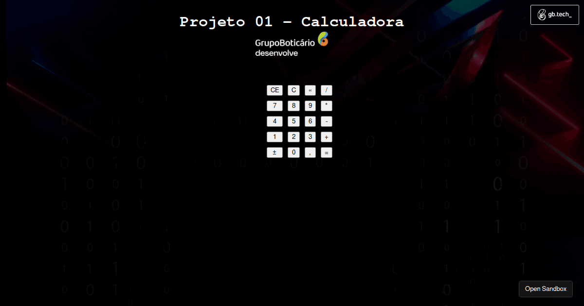 Projeto 01 - Calculadora - Codesandbox