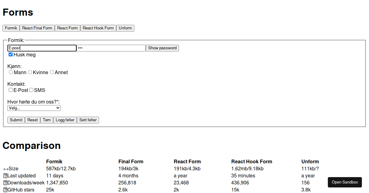 Sumo Forms - Codesandbox