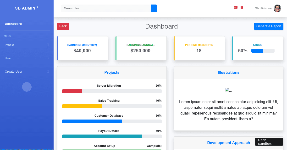 sb-admin - Codesandbox
