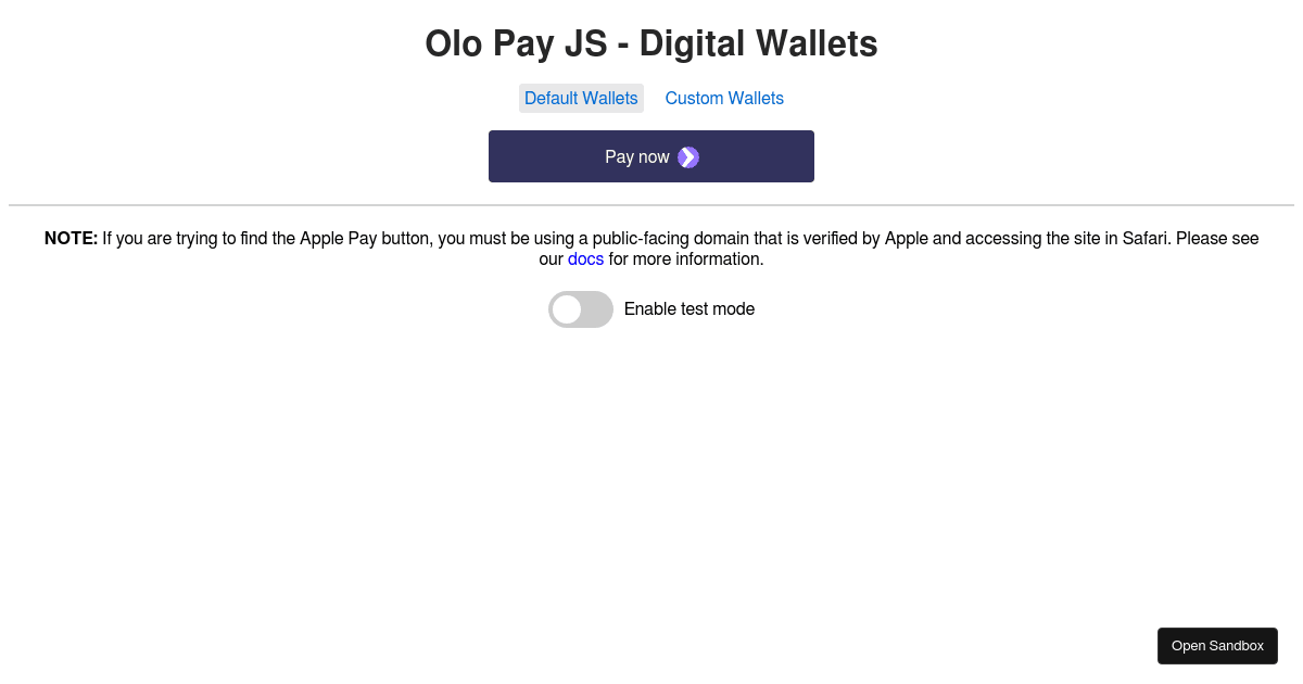 Olo Pay JS - Digital Wallets - Codesandbox