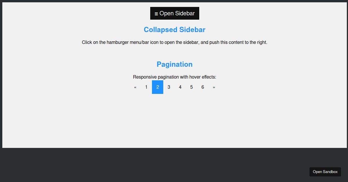 SideBar & Pagination - Codesandbox