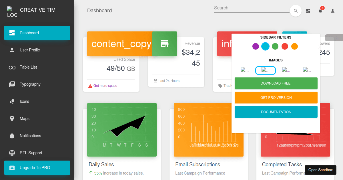 material-dashboard-react - Codesandbox