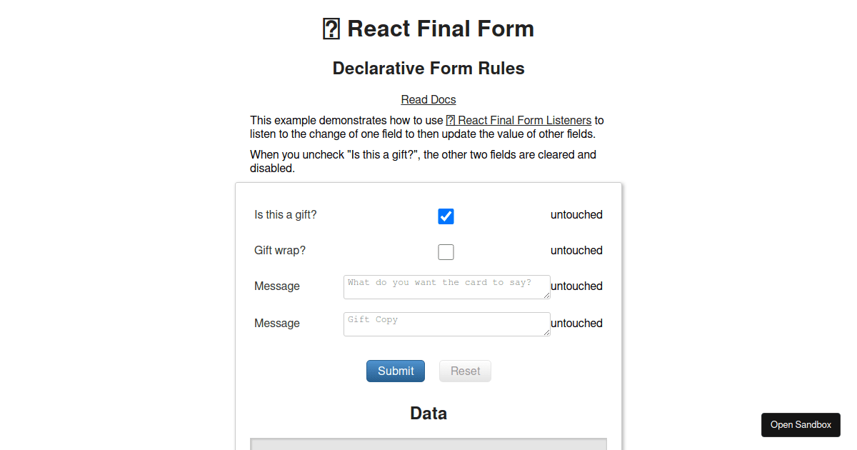 🏁 React Final Form - Declarative Form Rules - Codesandbox