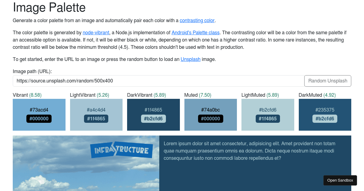 Image Palette (forked) - Codesandbox