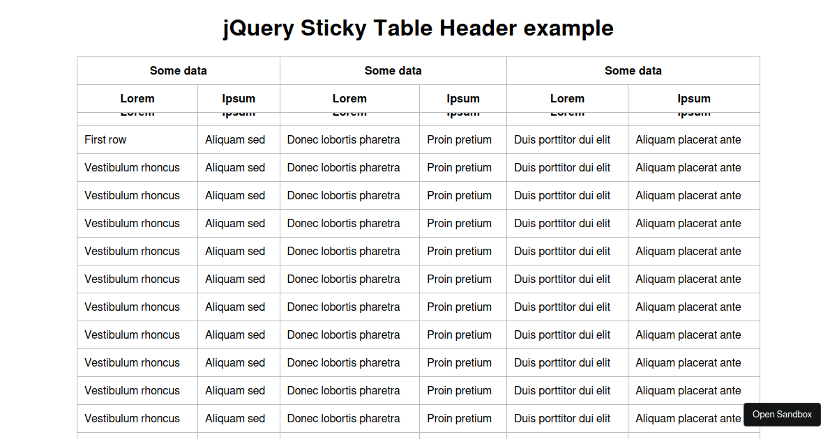 jquery.stickyTableHeader (forked) - Codesandbox