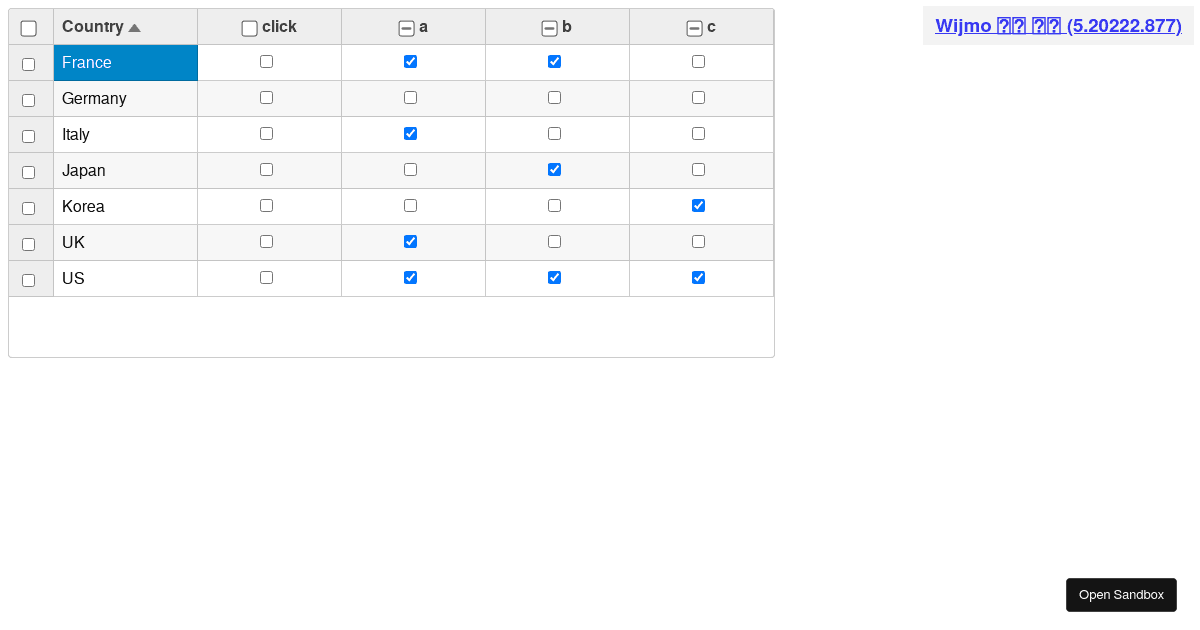 wijmo grid selector updated - Codesandbox