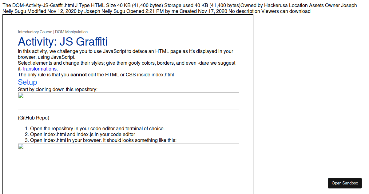 DOM manipulation Activity - Codesandbox