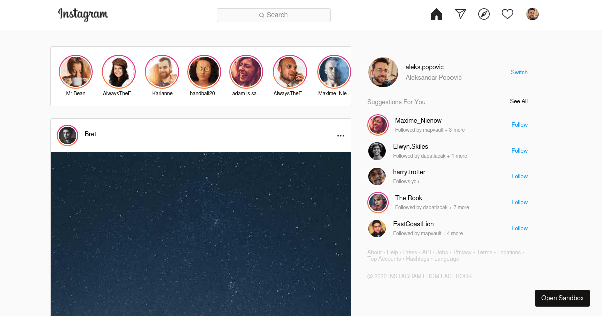 instagram - Codesandbox