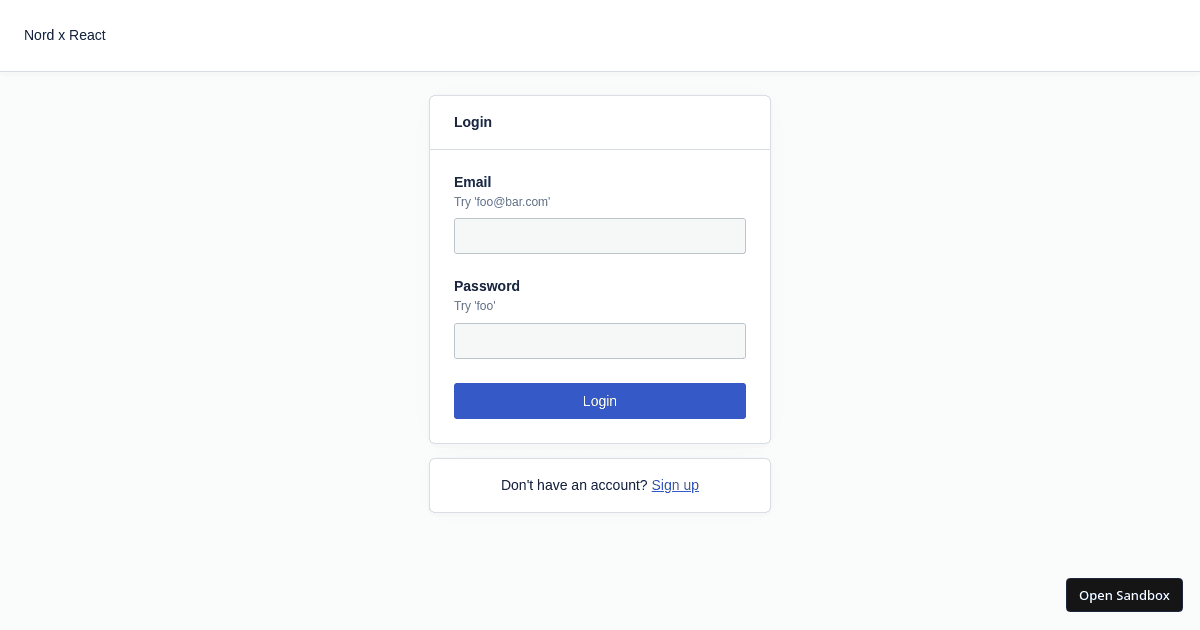 Nord Design System x React x Command Menu - Codesandbox