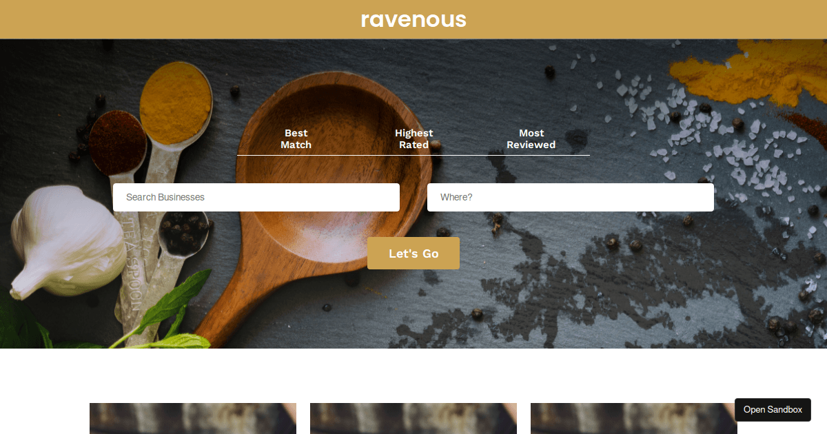 Ravenous - Codesandbox