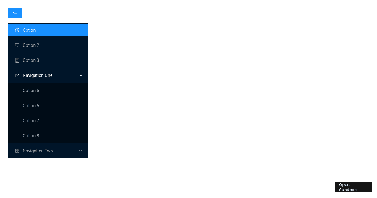 Collapsed inline menu - antd@4.23.4 (forked) - Codesandbox