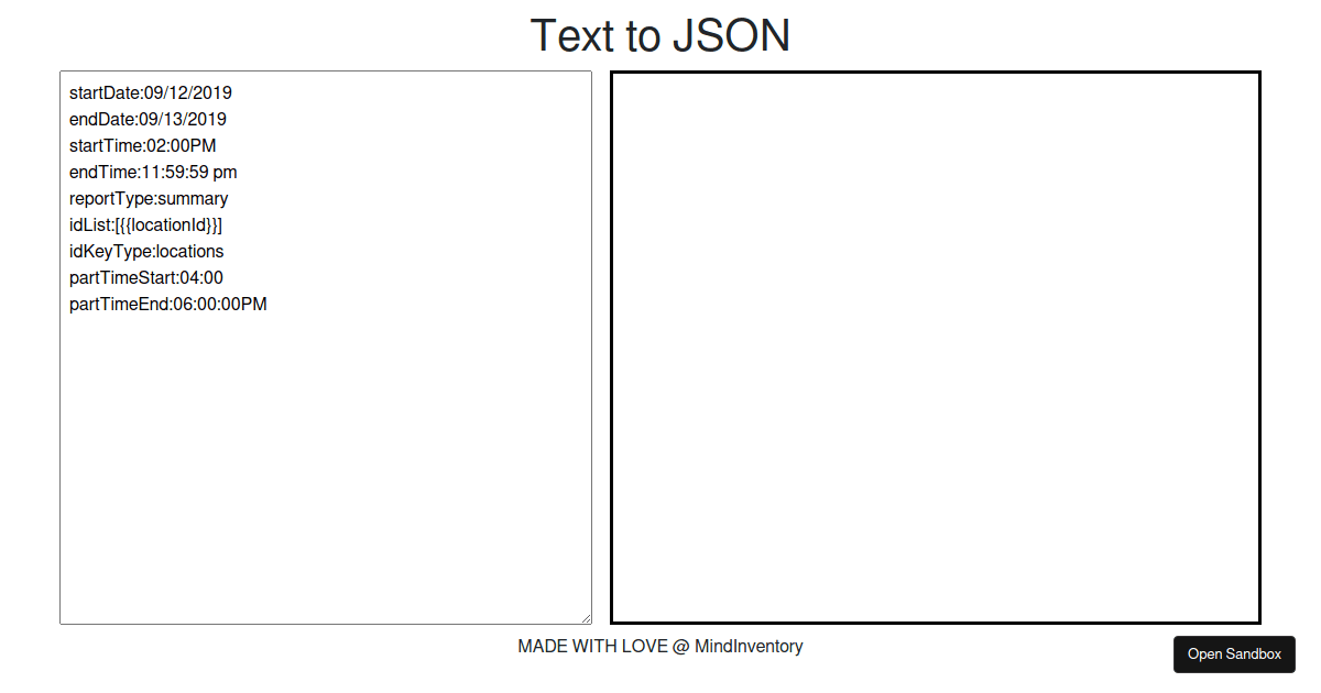text-to-json-parthpatel - Codesandbox