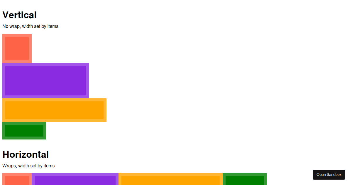 Layout options - Codesandbox
