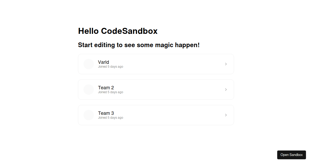 Team Selector - Codesandbox
