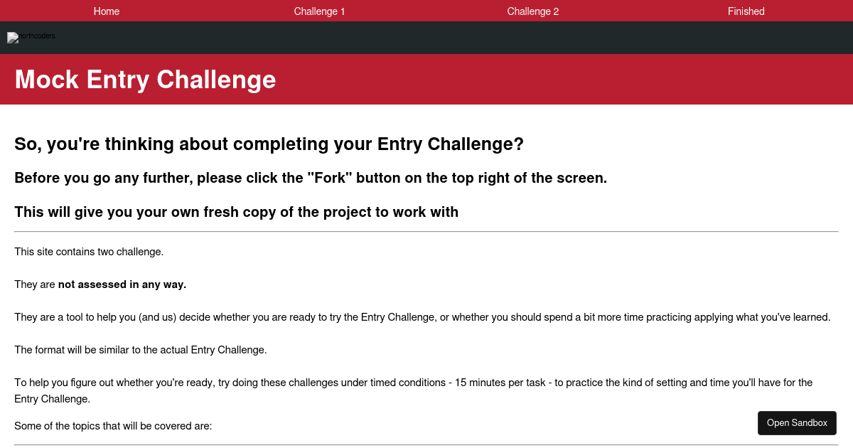northcoders-mock-entry-challenge - Codesandbox