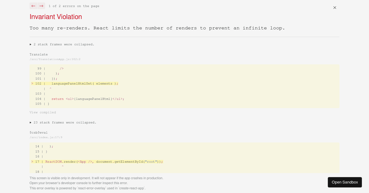 React Hooks Translate Languages Codesandbox