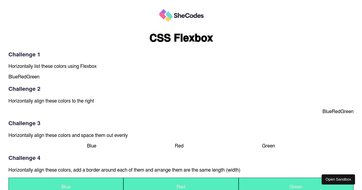 CSS Flexbox - Challenge (forked) - Codesandbox