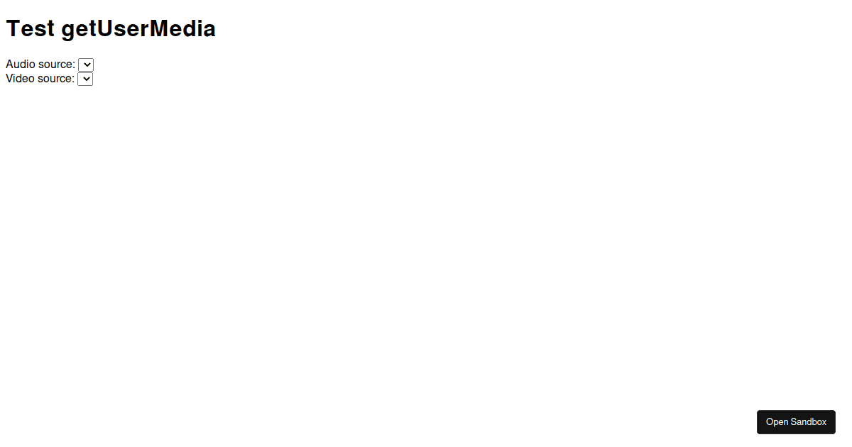 getUserMedia Demo - Codesandbox